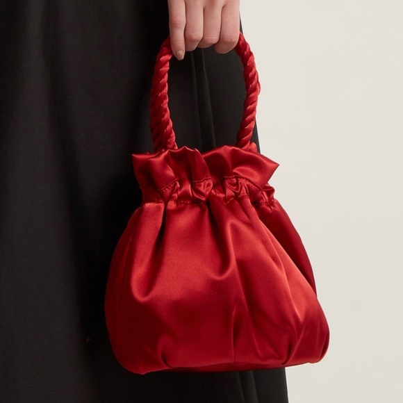 STAUD | Bags | Staud Red Satin Grace Pouch Bag Purse | Poshmark